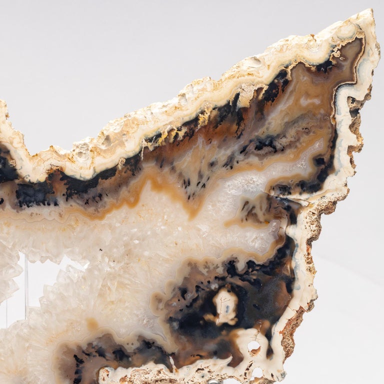 Brazilian Banded Agate Slab with Crystallizations on a Custom Acrylic ...