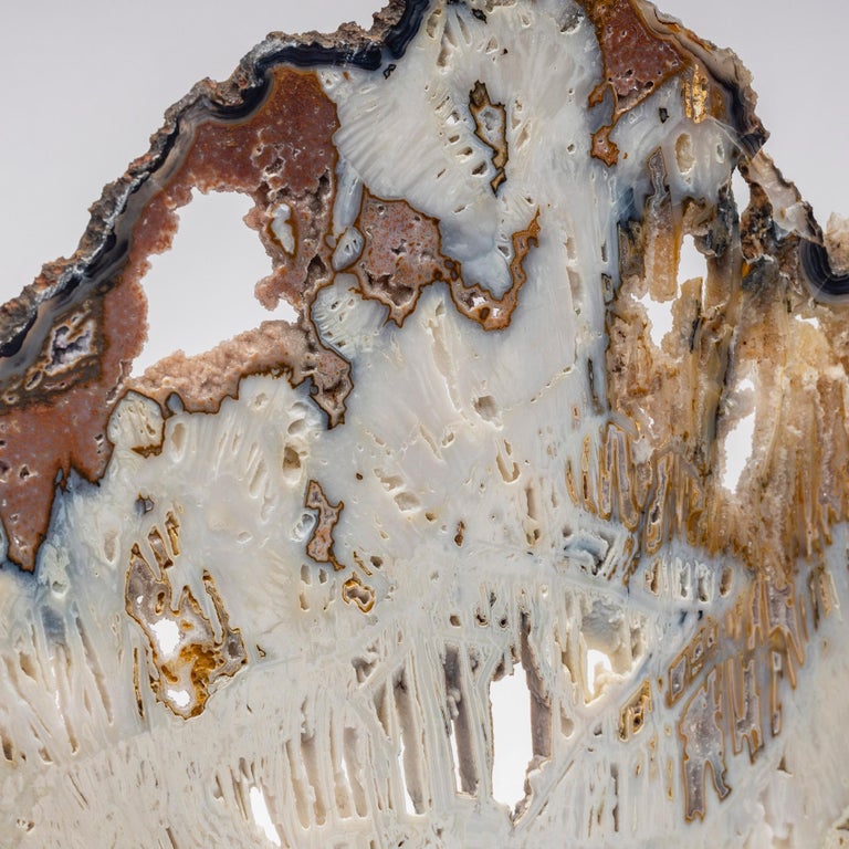 Brazilian Banded Agate Slab with Crystallizations on a Custom Acrylic ...