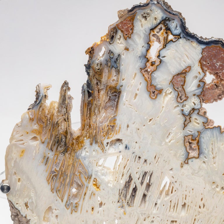 Brazilian Banded Agate Slab with Crystallizations on a Custom Acrylic ...