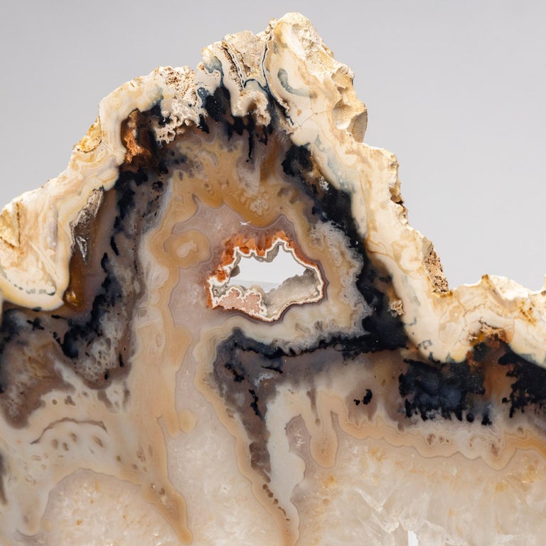 Brazilian Banded Agate Slab with Crystallizations on a Custom Acrylic ...