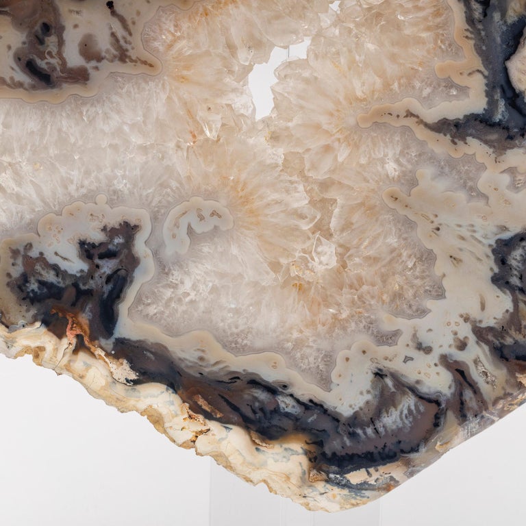 Brazilian Banded Agate Slab with Crystallizations on a Custom Acrylic ...