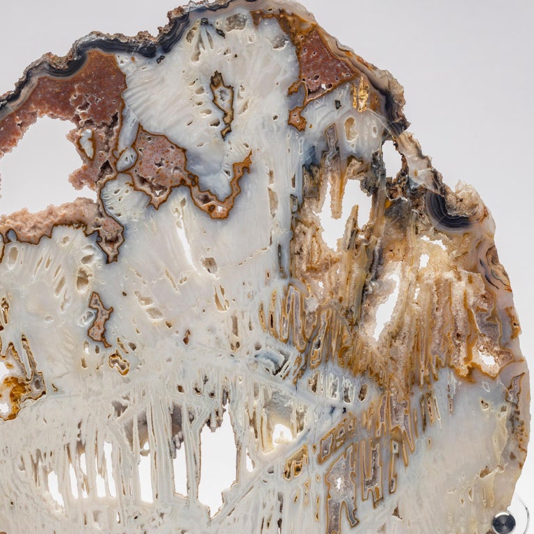 Brazilian Banded Agate Slab with Crystallizations on a Custom Acrylic ...