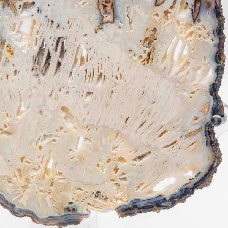 Brazilian Banded Agate Slab with Crystallizations on a Custom Acrylic ...