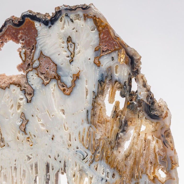 Brazilian Banded Agate Slab with Crystallizations on a Custom Acrylic ...
