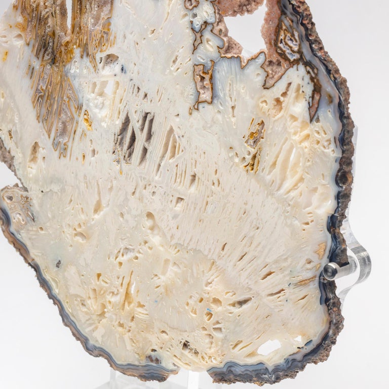 Brazilian Banded Agate Slab with Crystallizations on a Custom Acrylic ...
