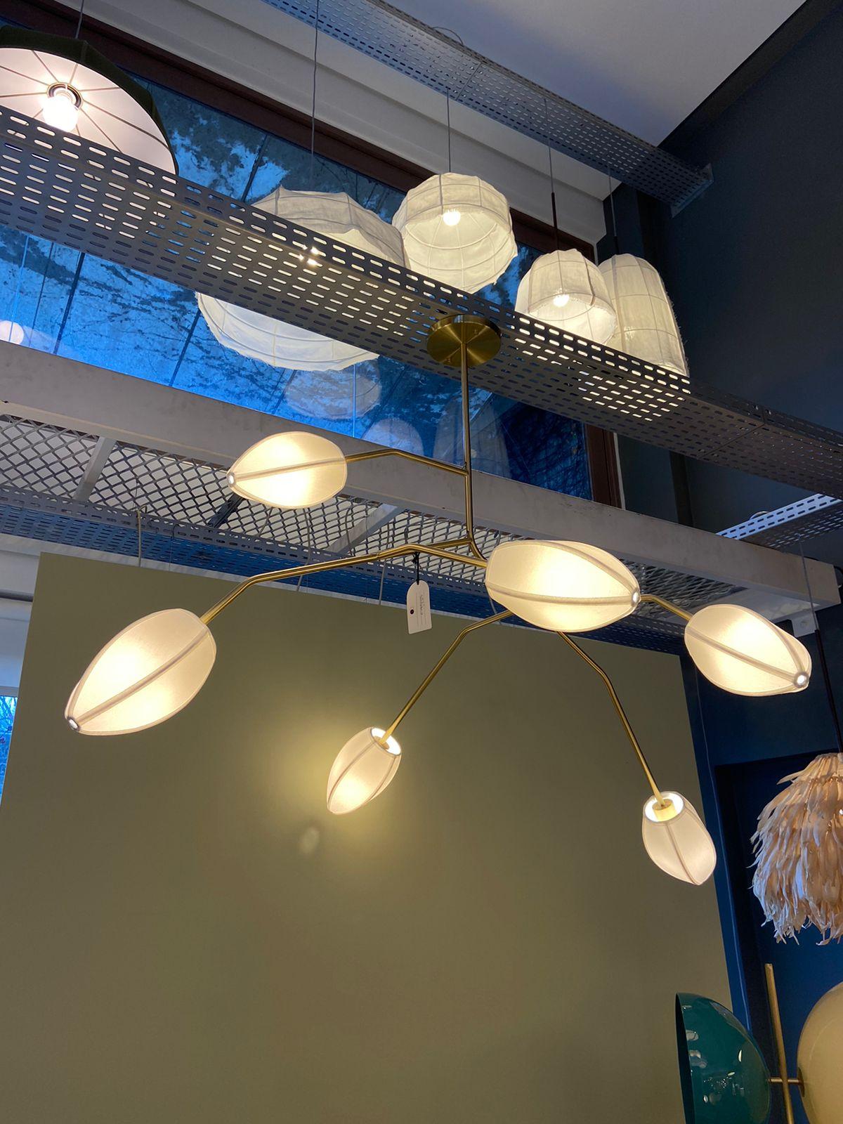 Brazilian Contemporary Sculptural Brass Pendant Light - Max For Sale at ...