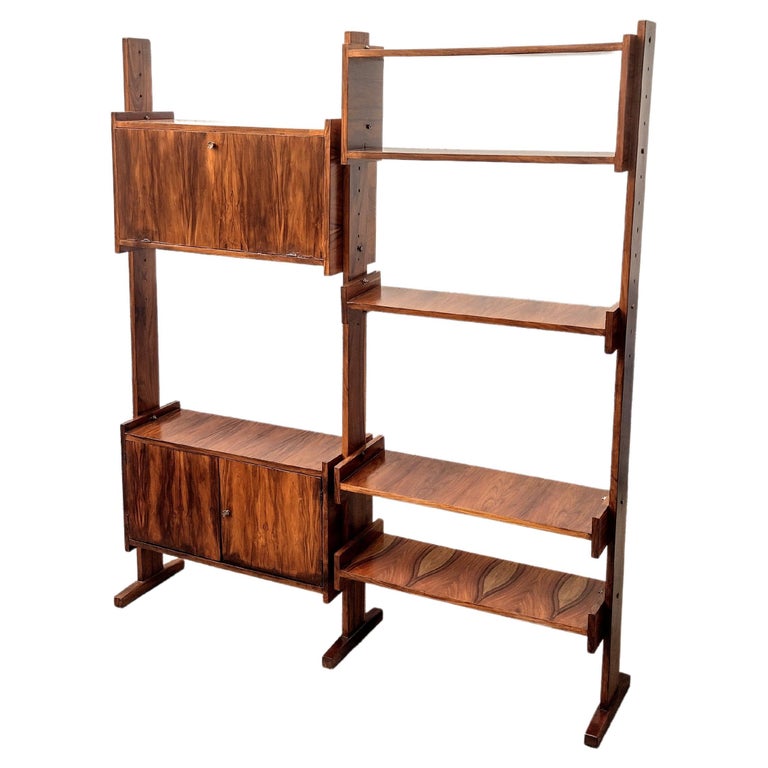 Brazilian Double Modular Bookcase in Caviuna Wood, 50s at 1stDibs