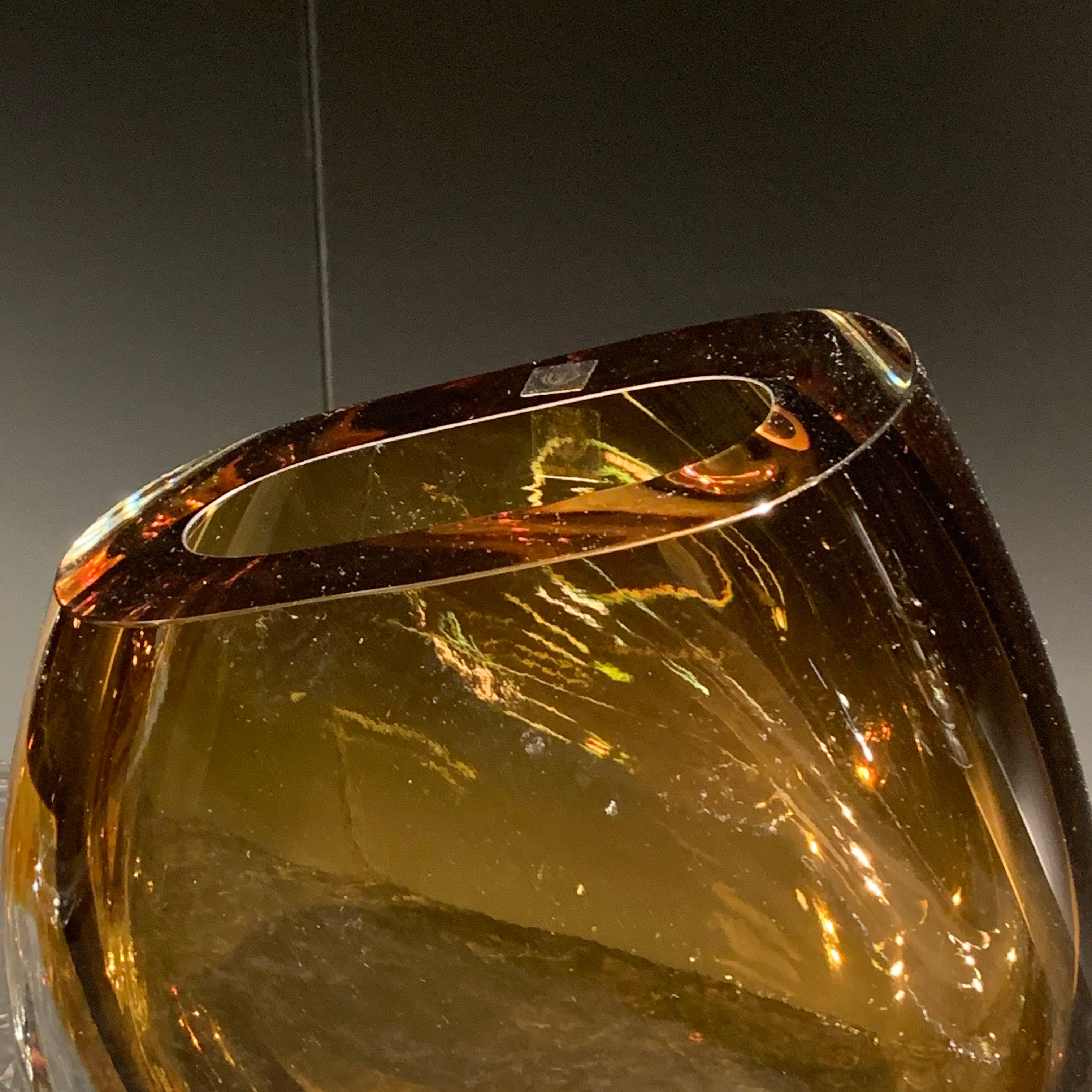 Brazilian Amber and Clear Glass and Amber Vase, Brazil, Contemporary at ...