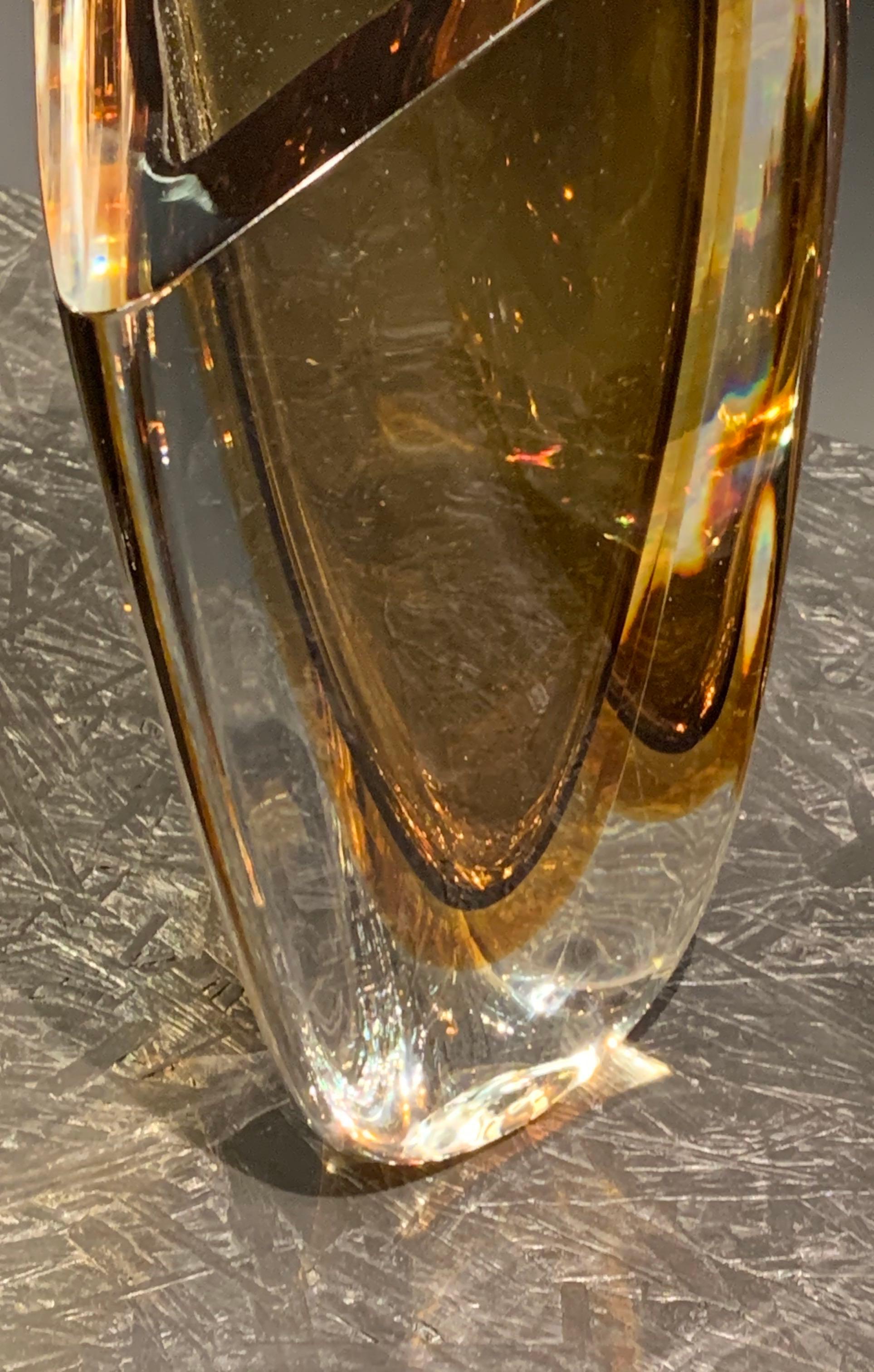 Amber and Clear Thick Glass Vase, Brazil, Contemporary at 1stDibs ...
