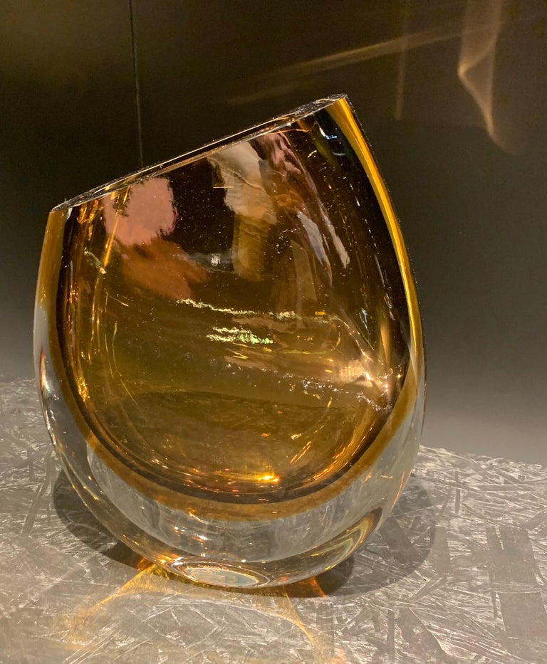 Brazilian Amber and Clear Glass and Amber Vase, Brazil, Contemporary at ...