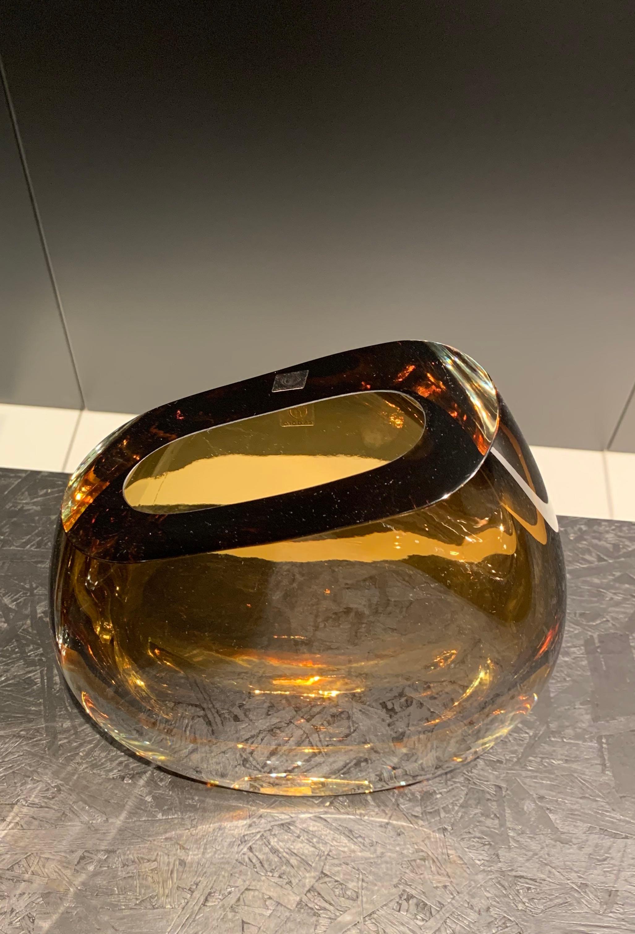 Brazilian Amber and Clear Glass and Amber Vase, Brazil, Contemporary at ...