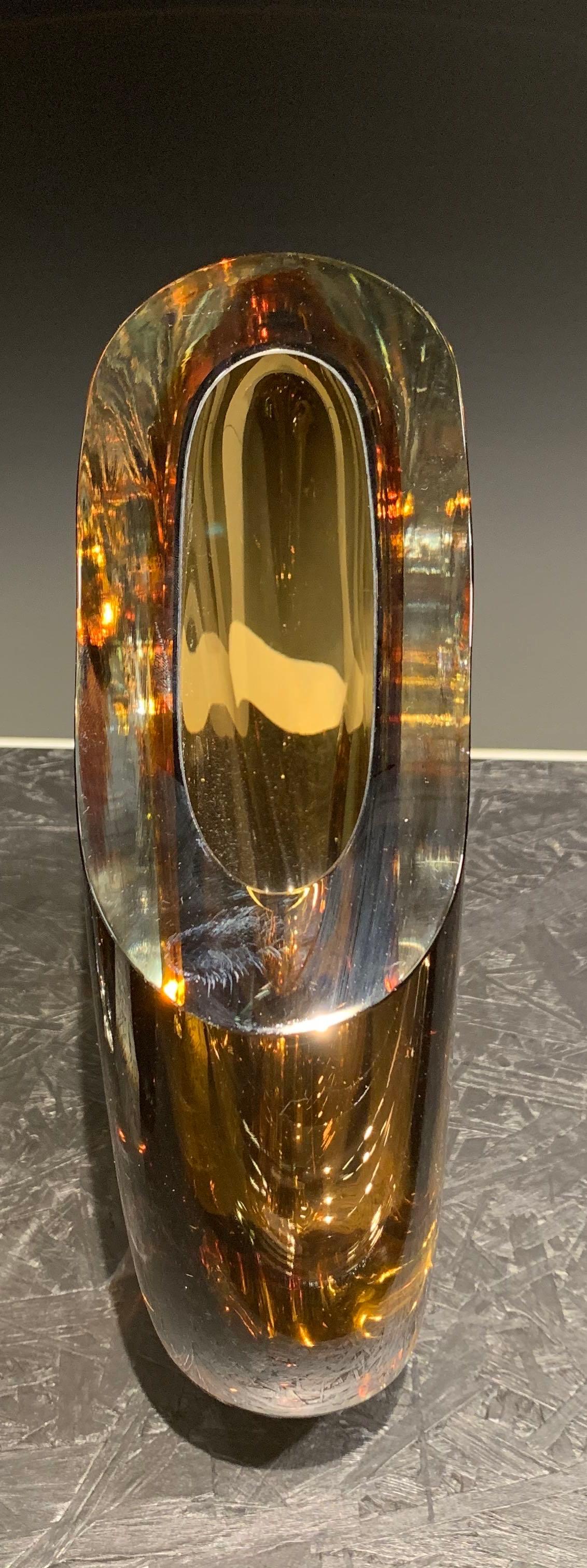 Brazilian Amber and Clear Glass and Amber Vase, Brazil, Contemporary at ...