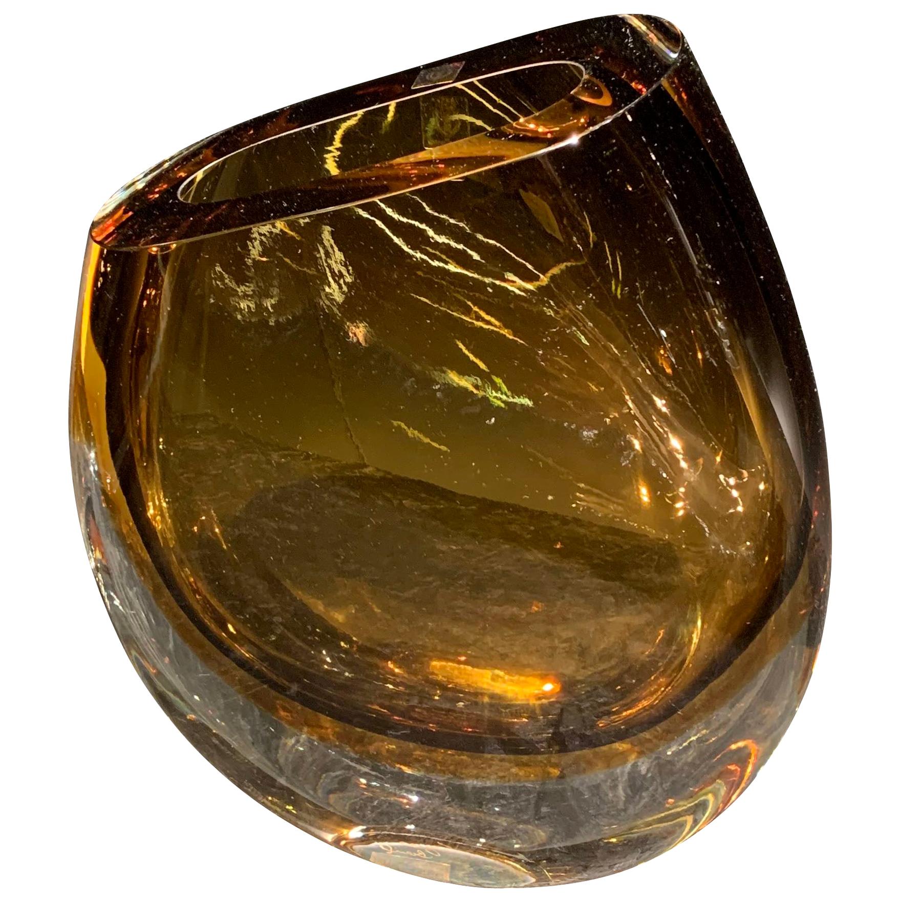 Brazilian Amber and Clear Glass and Amber Vase, Brazil, Contemporary at ...