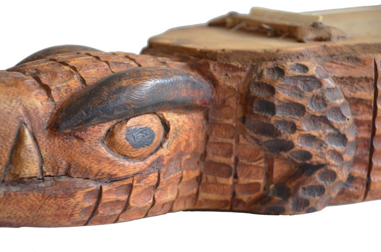 Brazilian Hand-Carved Wood Instrument Viola de Cocho Alligator For Sale ...