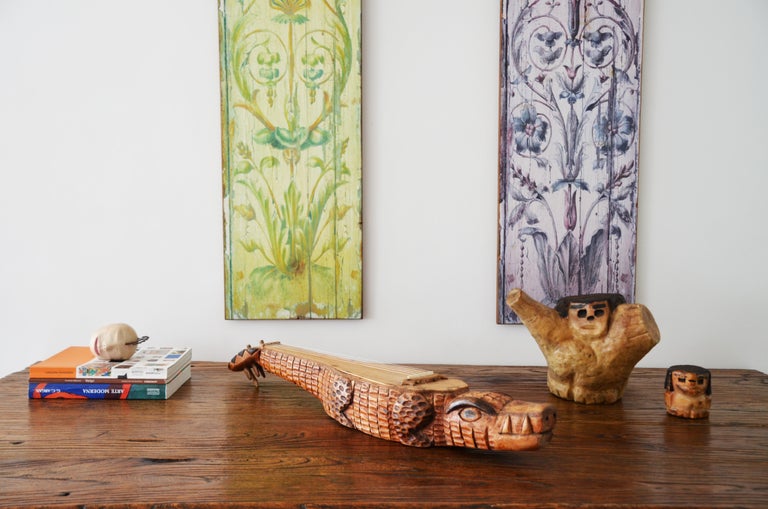 Brazilian Hand-Carved Wood Instrument Viola de Cocho Alligator For Sale ...