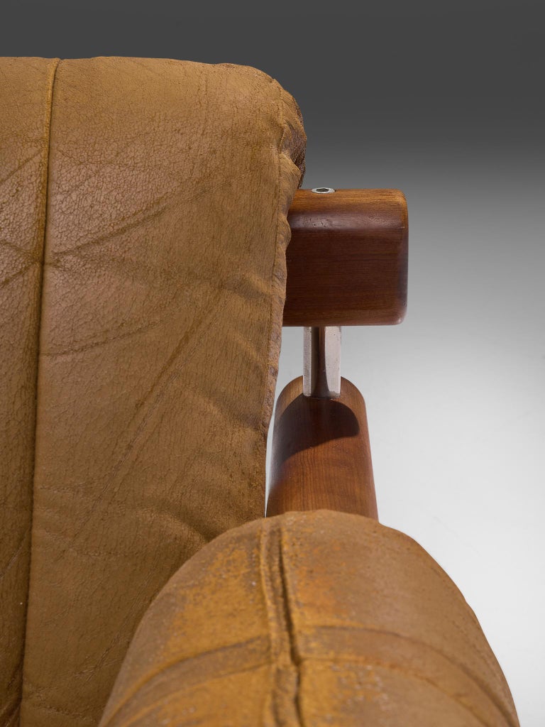 Brazilian Lounge Chair in Brown Alcantara For Sale at 1stDibs