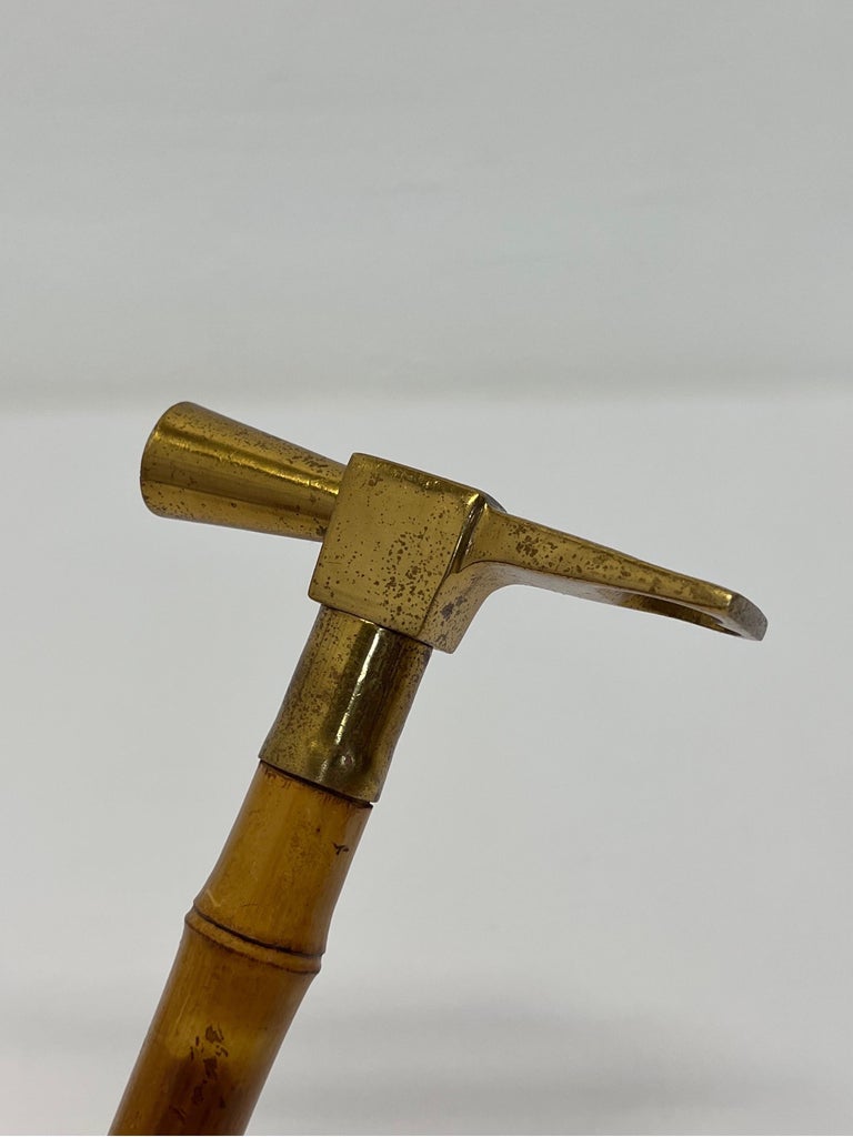 Brazilian Mid-Century Bronze and Bamboo Ice Hammer with Corkscrew ...