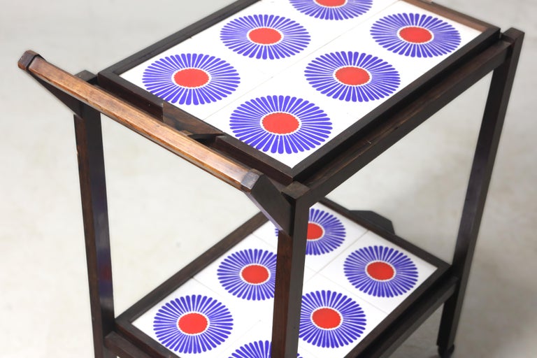 Brazilian Mid-Century Modern Tiled Tea-Cart with Removable Trays ...