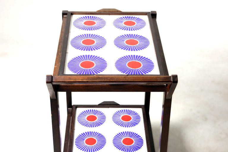 Brazilian Mid-Century Modern Tiled Tea-Cart with Removable Trays ...