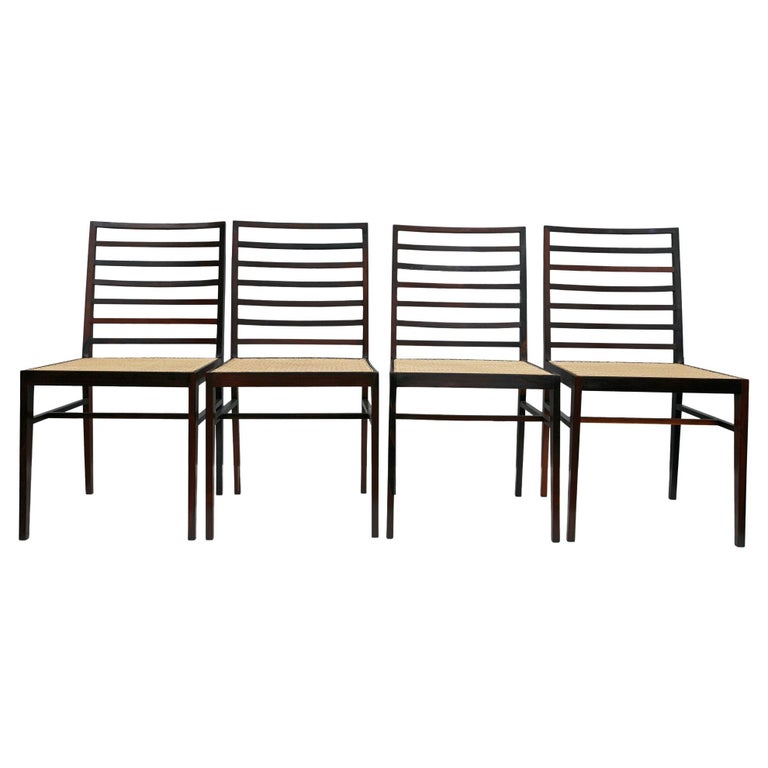Brazilian Modern 4 Chair Set in Hardwood and Cane, Joaquim Tenreiro ...