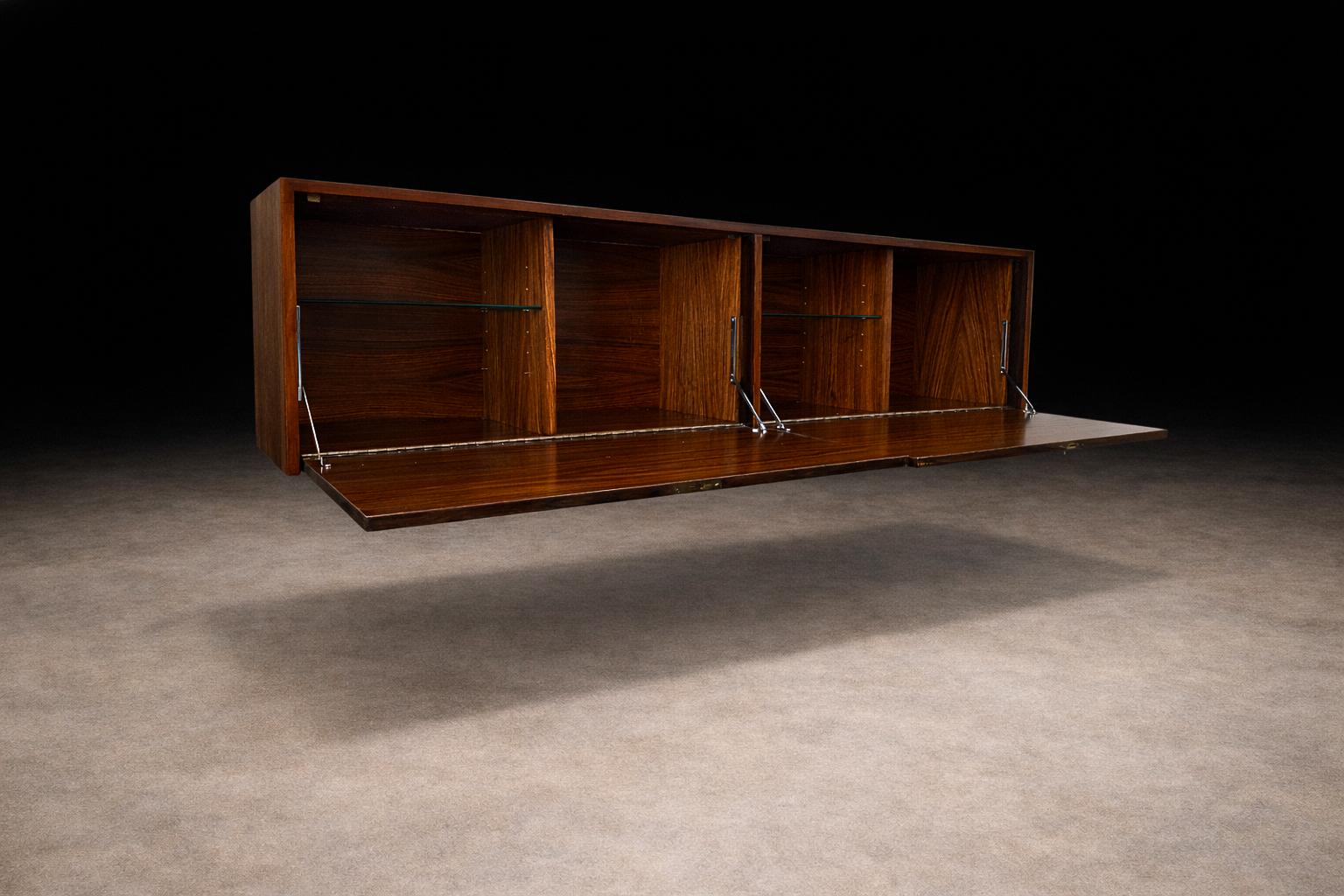 Brazilian Modern Floating Bar / Sideboard in Hardwood by Carlo Hauner ...