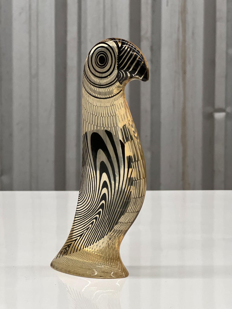 Brazilian Modern Kinetic Sculpture of a Parrot in Resin, Abraham ...