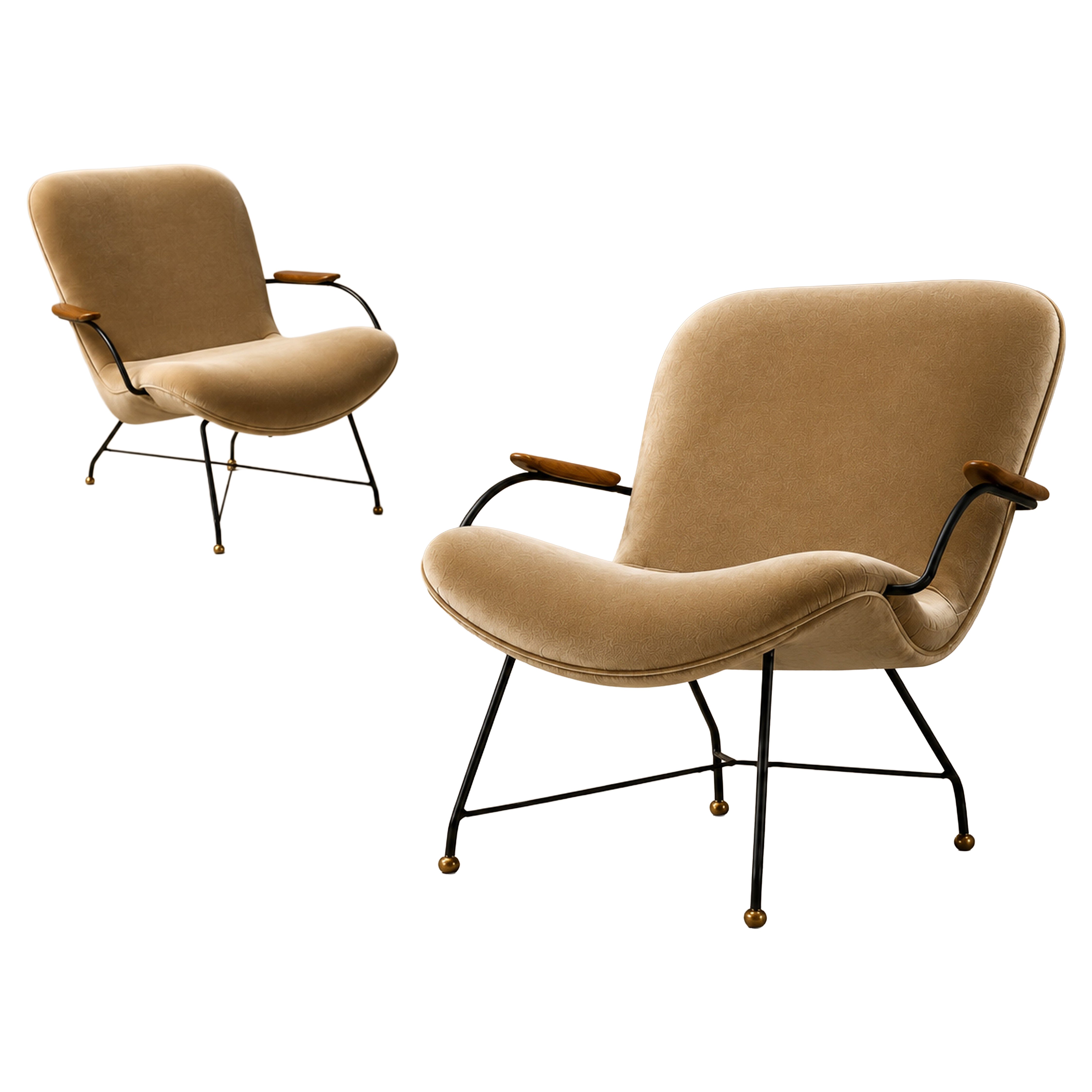 Vladimir Kagan Lounge Chair in Brazilian Rosewood and Velvet, Brazil ...