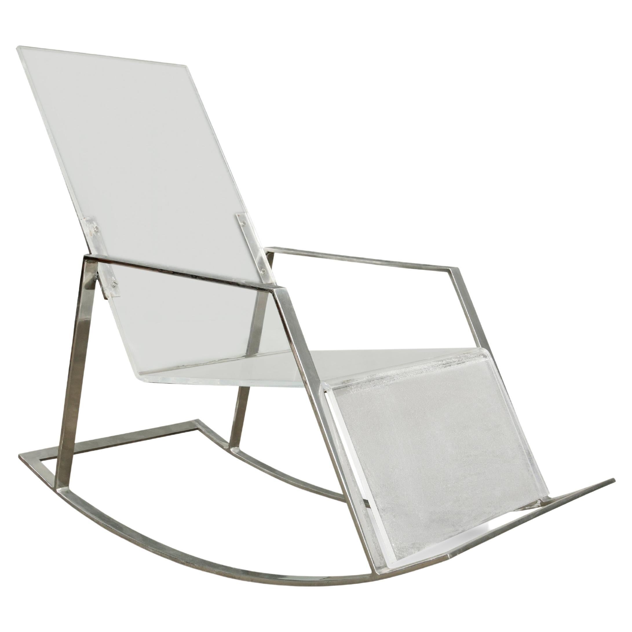 Brazilian Modern Rocking Chair in Metal and Acrylic Unknown 1970