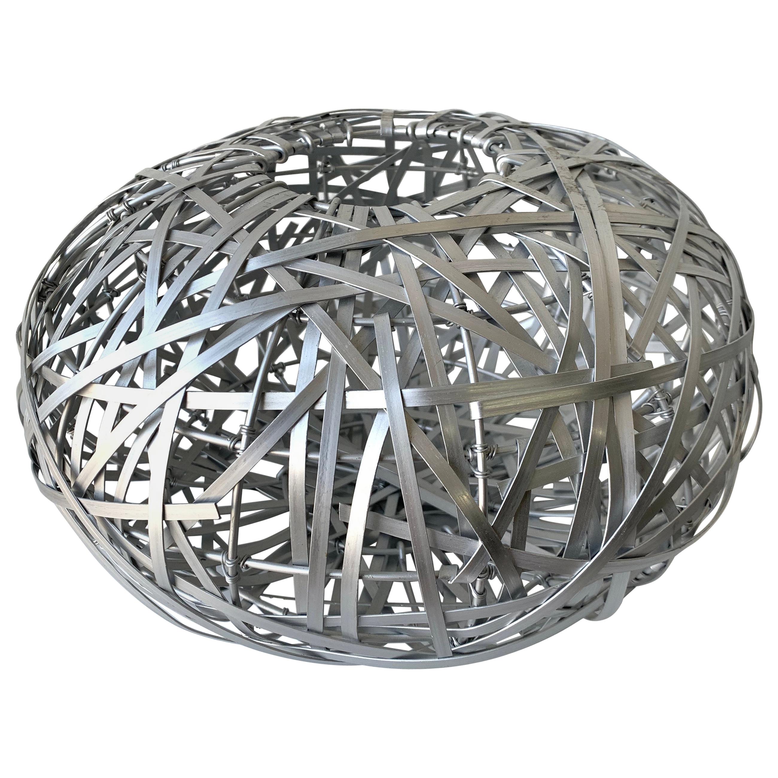 Brazilian Modern Sculptural Woven Aluminum Basket Attributed to Campana ...
