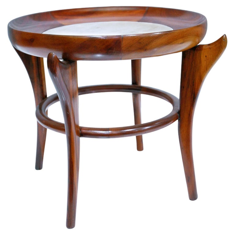 Brazilian Modern Side Table in Hardwood and Marble by Giuseppe ...