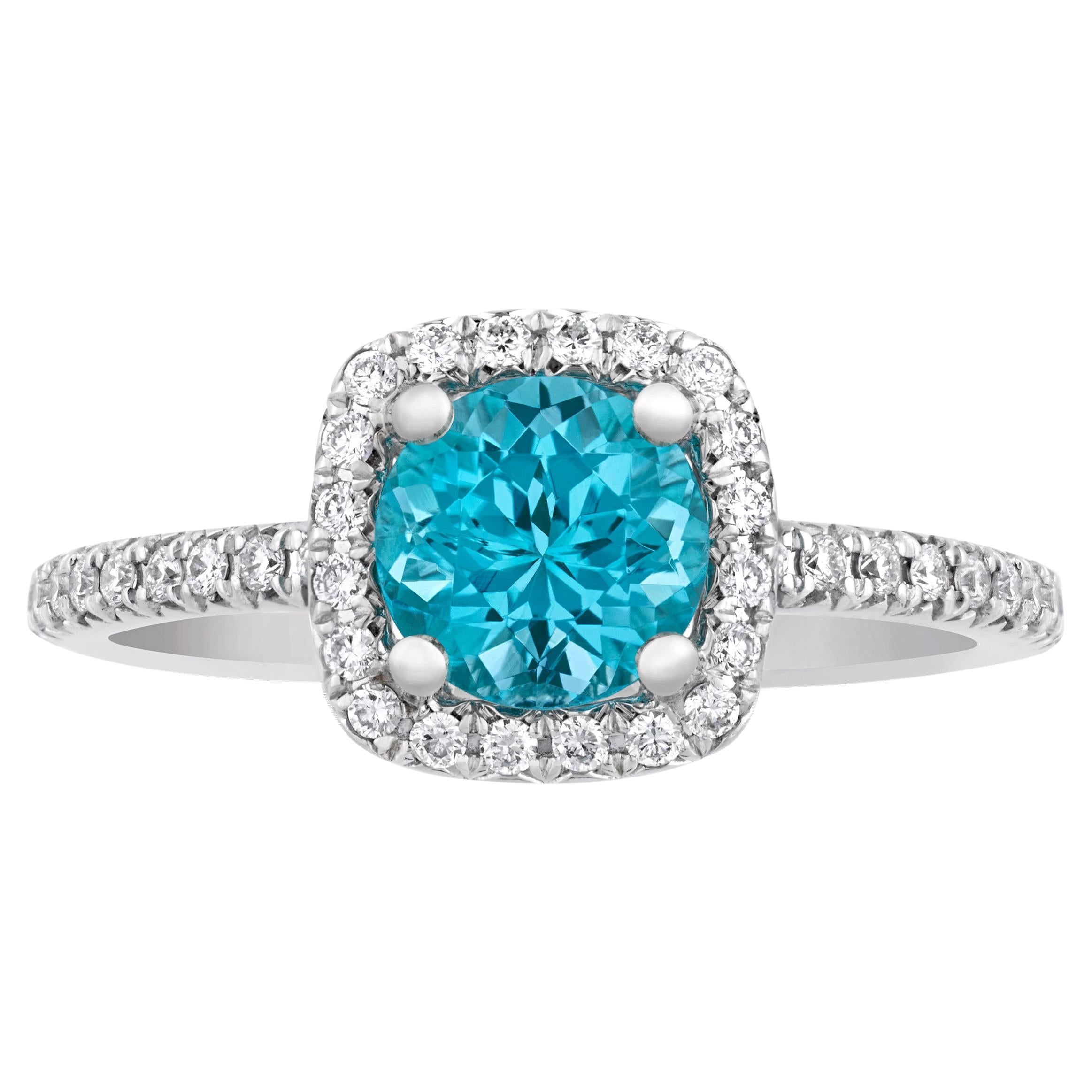 Unique Indiculite Brazilian Paraiba Diamond Platinum Ring at 1stDibs
