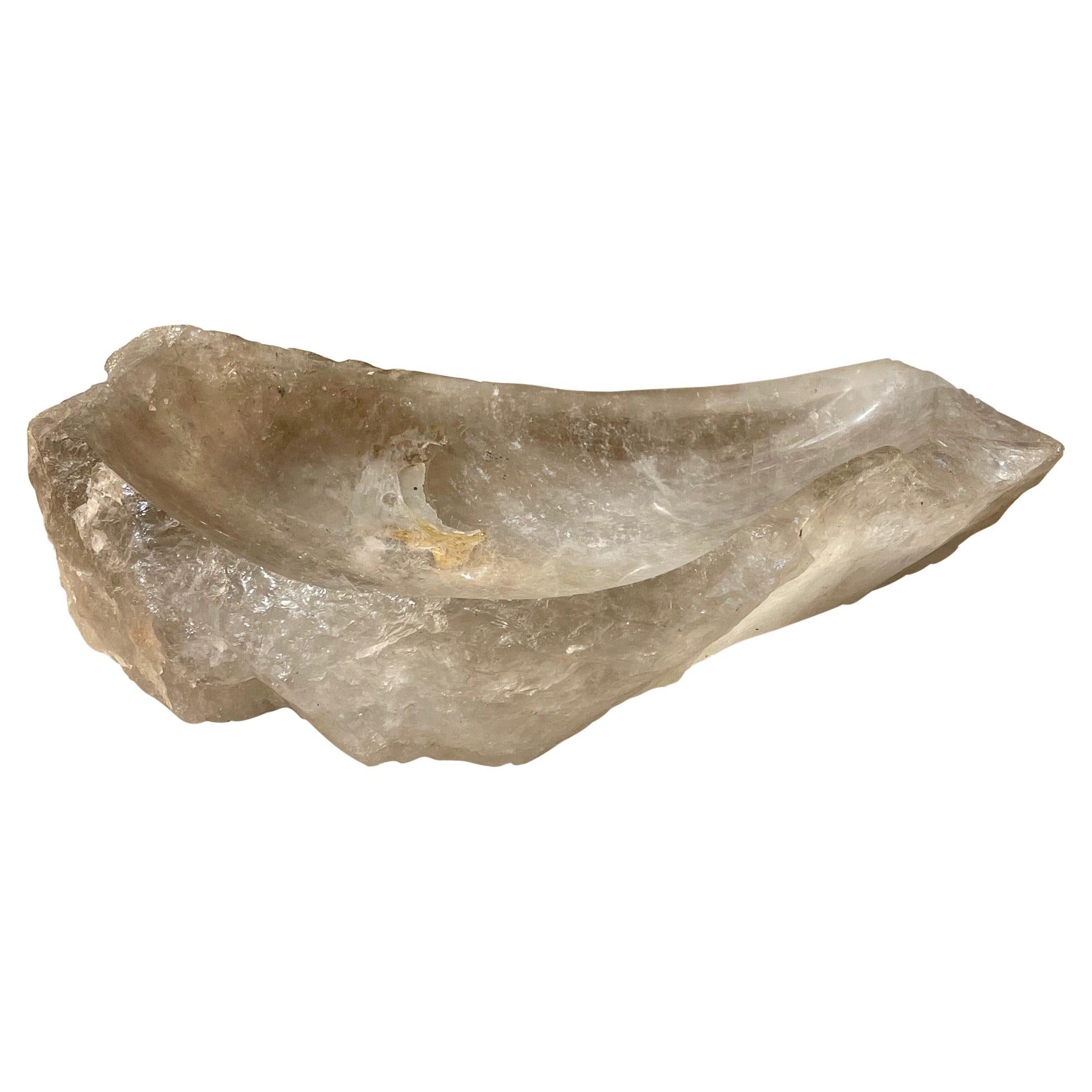Modern Brazilian Smoke Rock Crystal Bowl For Sale at 1stDibs