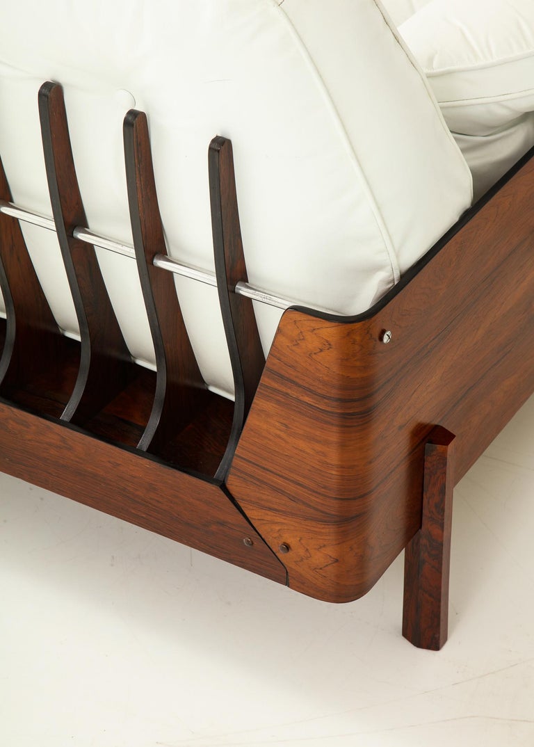 Sofa in Jacaranda and White Leather by J.D. Moveis e Decoracoes For ...