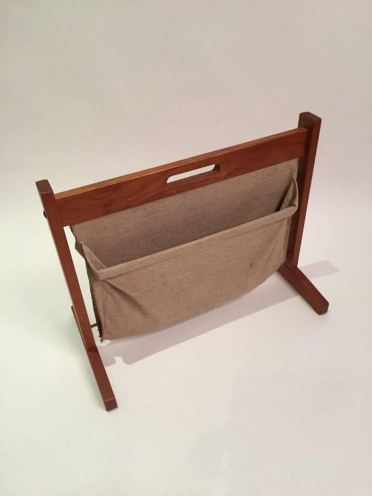BRDR Furbo Teak and Canvas Magazine Rack For Sale at 1stDibs