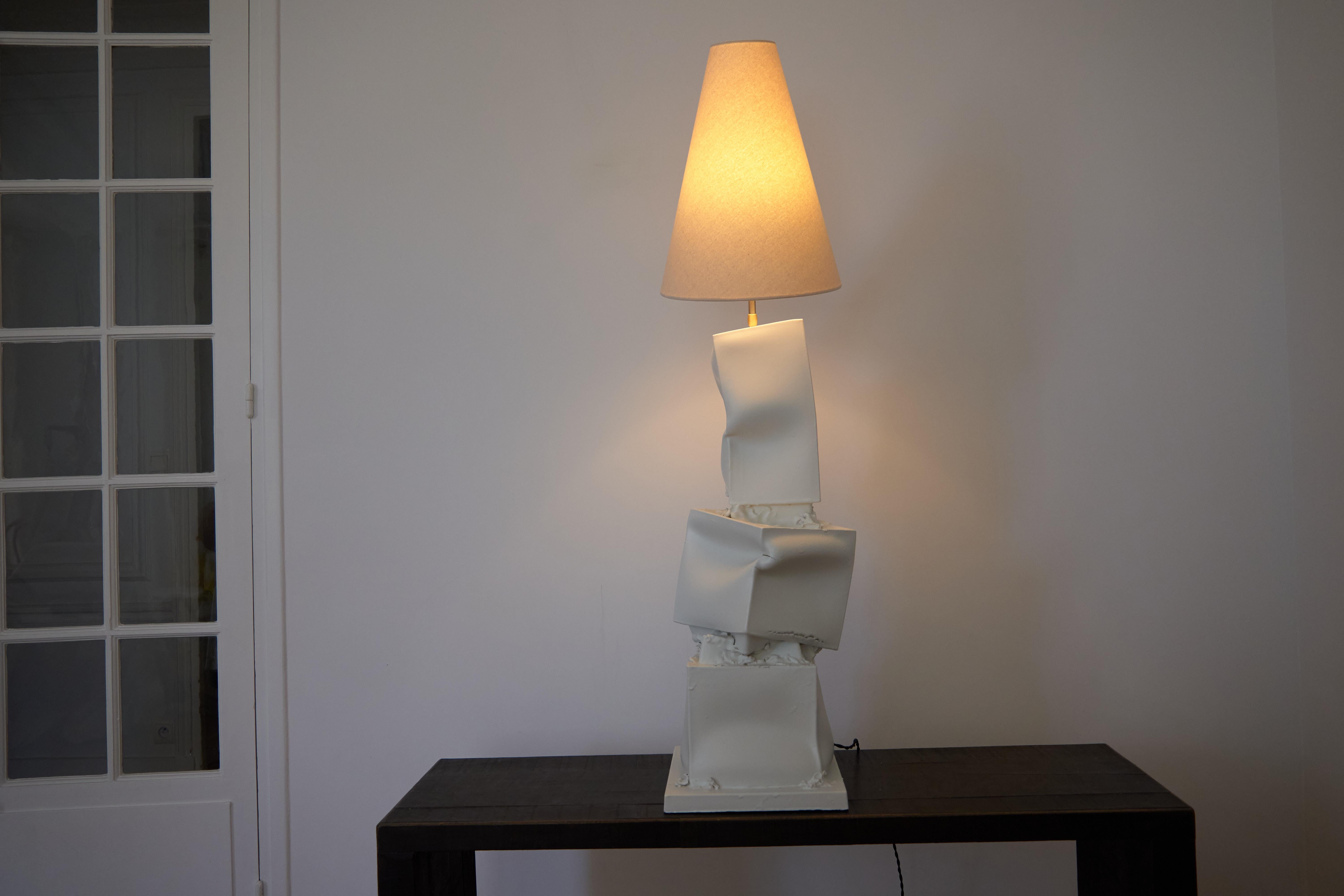 Hand sculpted white Italian ceramic one-of-a-kind lamp by Jenna Basso ...