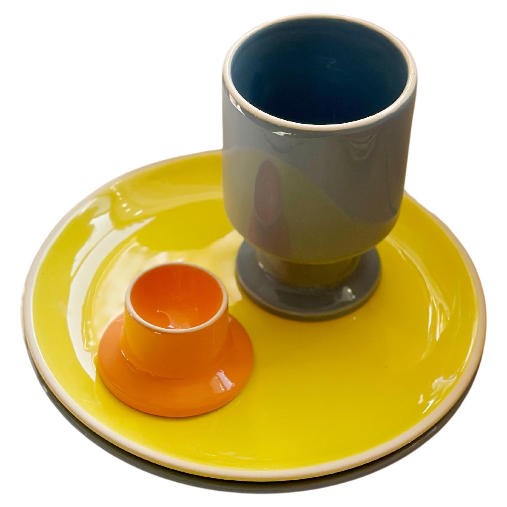 Breakfast set / plate, mug and egg holder by Malwina Konopacka For Sale ...