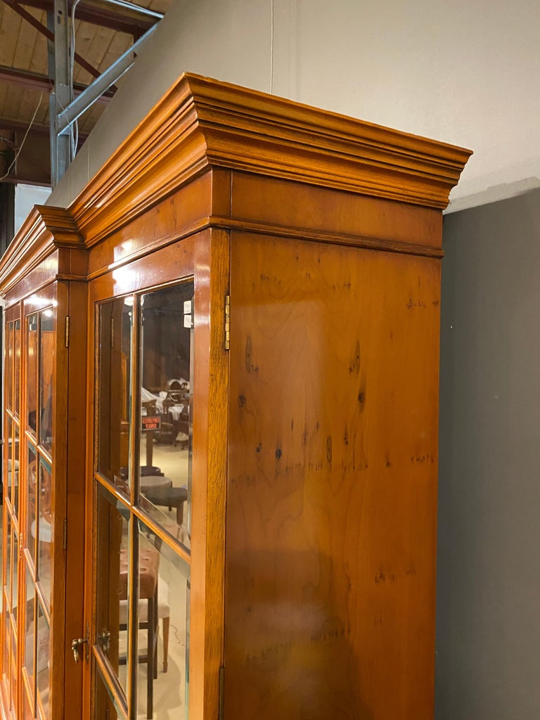 Breakfront Display Bookcase, Yew Wood, Georgian Styling, English, Bevel ...
