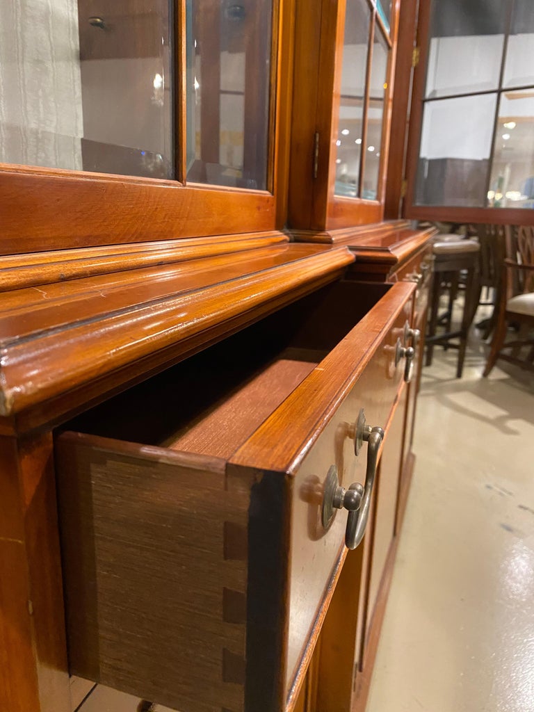 Breakfront Display Bookcase, Yew Wood, Georgian Styling, English, Bevel ...