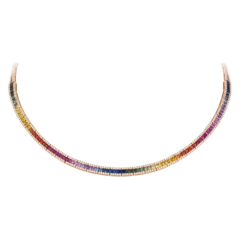 Breathtaking Diamond 18k Rose Gold Necklace for Her For Sale at 1stDibs