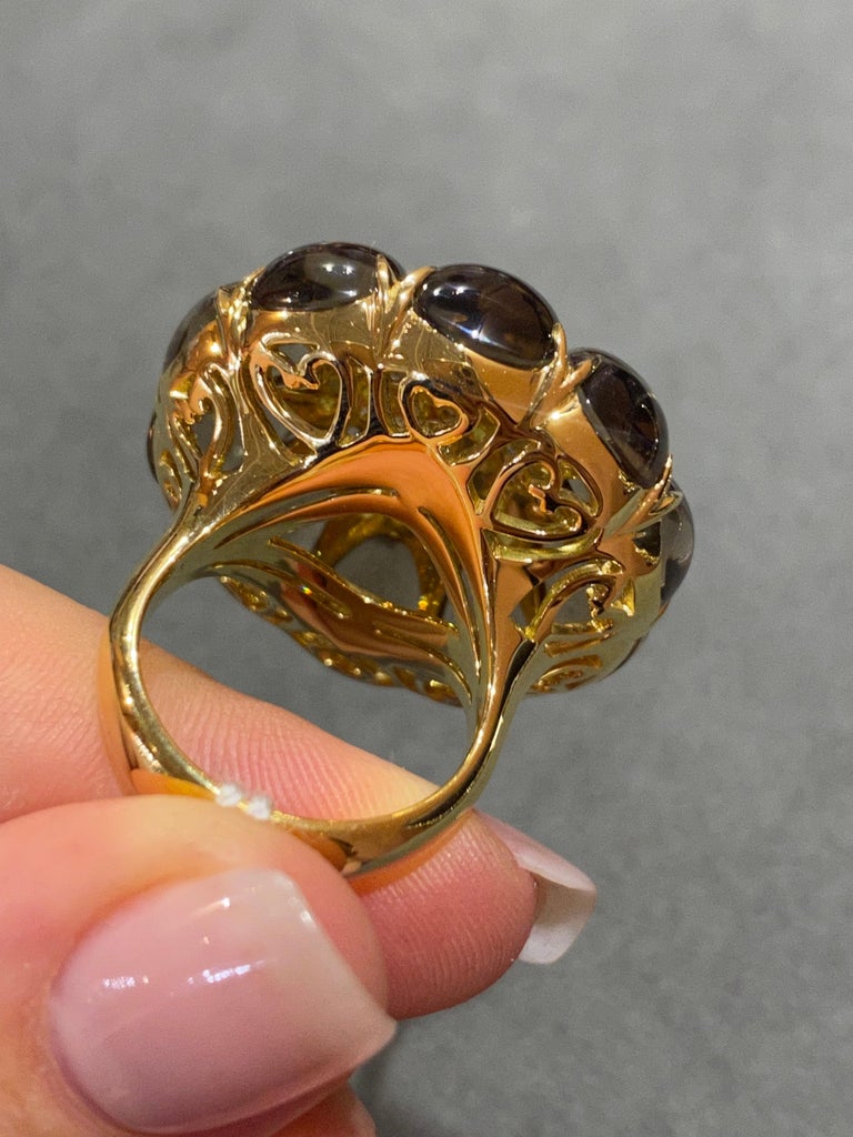 Breathtaking Diamond Quartz Citrine Yellow 18K Golf Ring for Her For ...