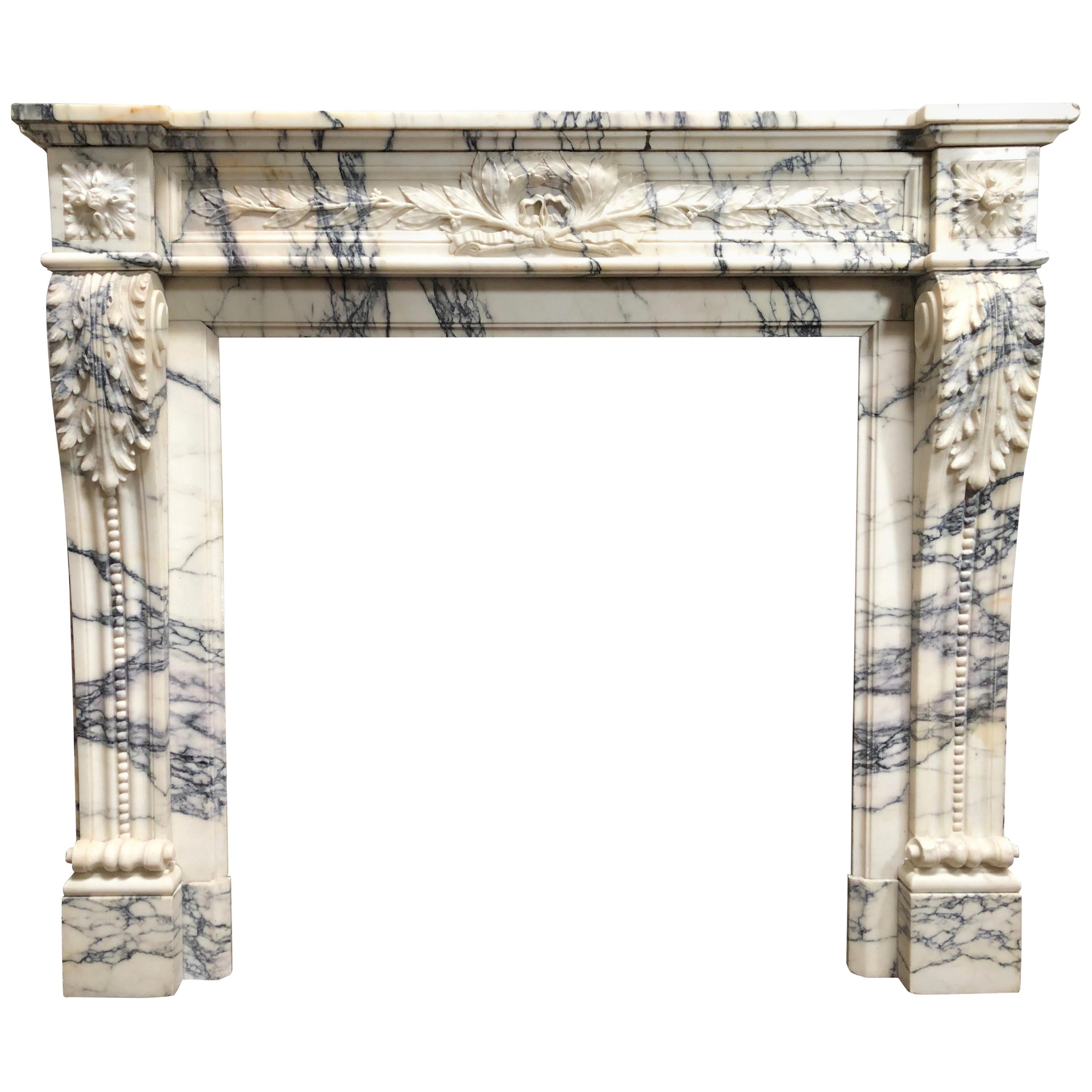 Breche Marble Fireplace at 1stDibs