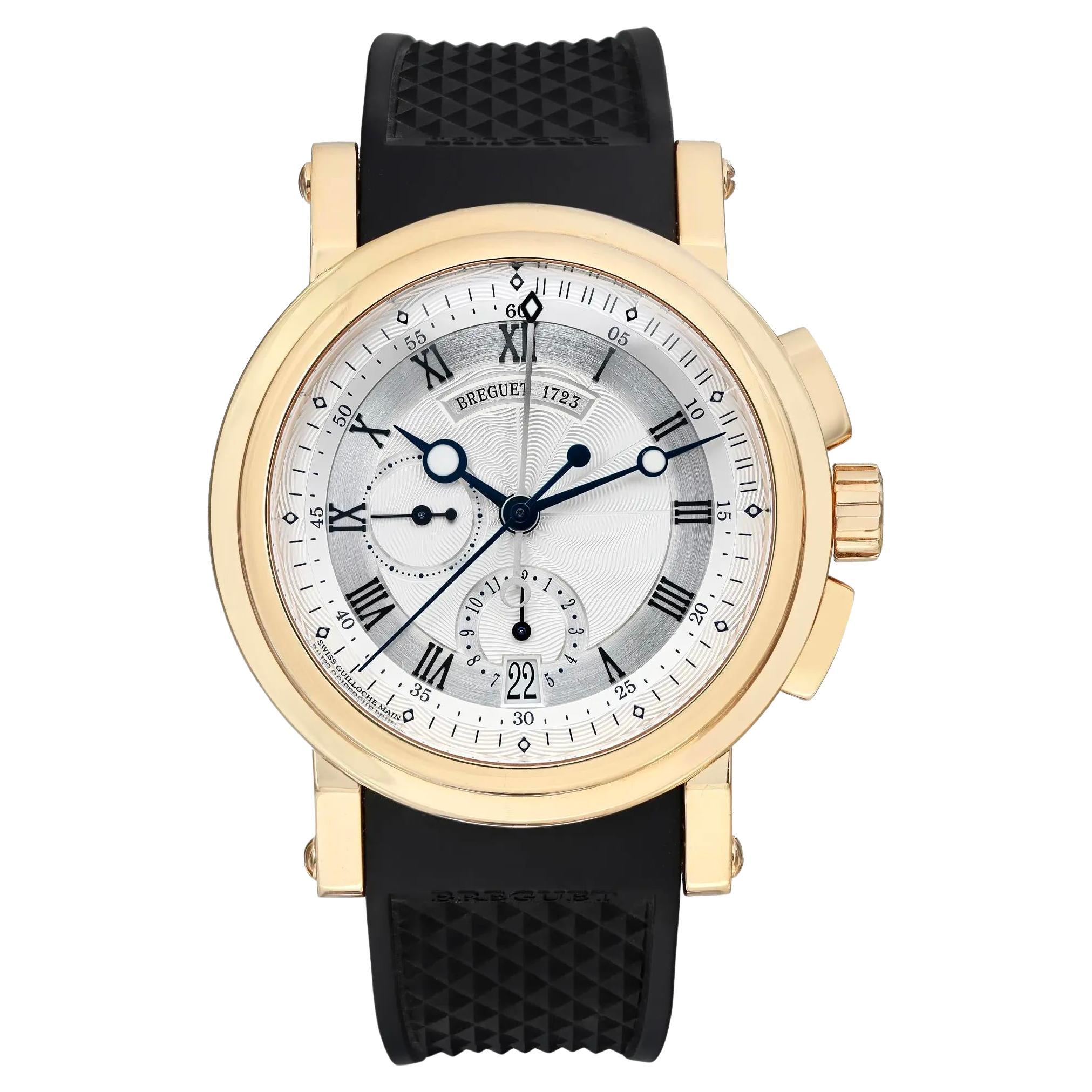 Breguet Marine 42mm 18K Yellow Gold Silver Dial Automatic Watch 5827BA ...