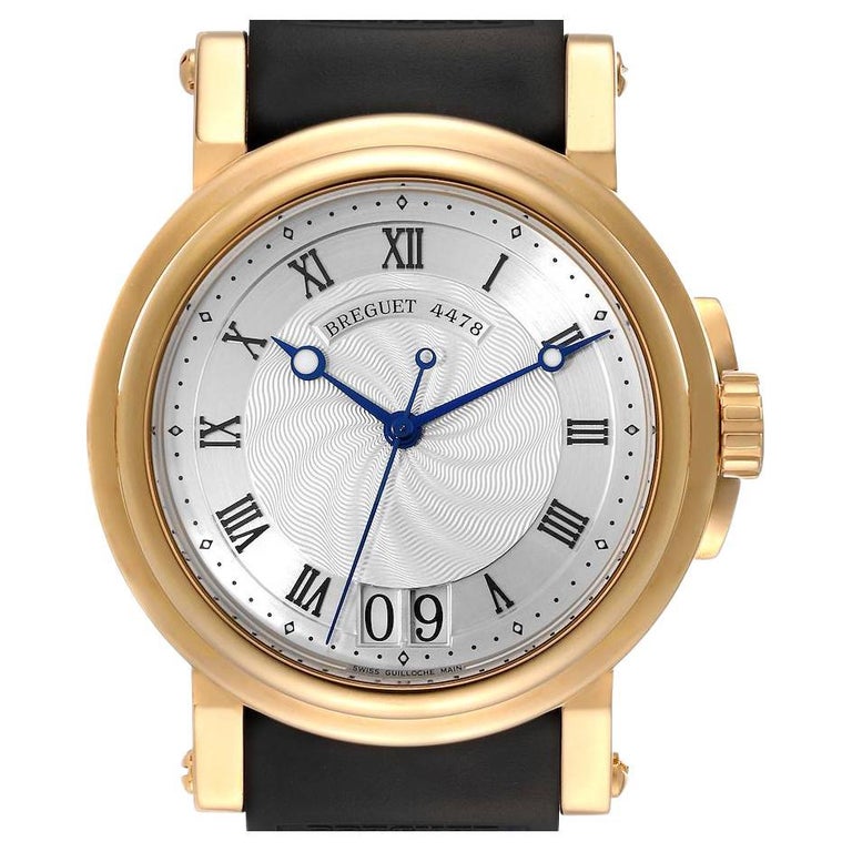 Breguet Marine Big Date Automatic 18k Yellow Gold Watch 5817BA Box ...