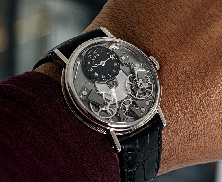 Breguet Tradition Gents 18k White Gold Grey Open Worked Dial B&P 7027BB ...