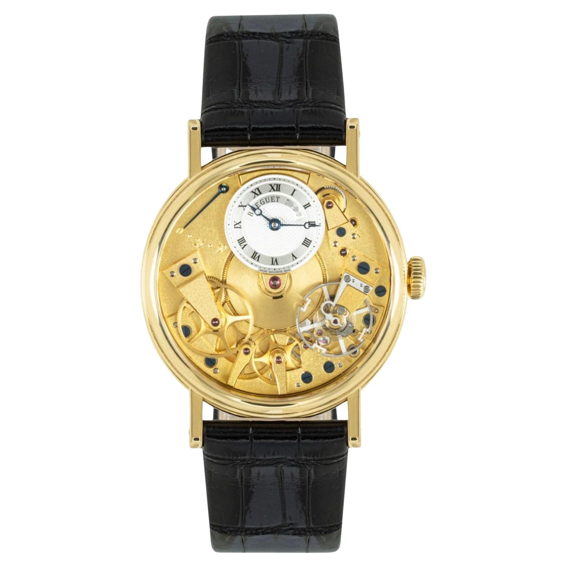Breguet Tradition Yellow Gold Open Dial 7027BA/11/9V6 Watch at 1stDibs