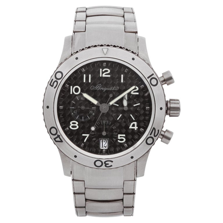 Breguet Type XX Transatlantique Titanium Carbon Fiber Dial Mens Watch ...