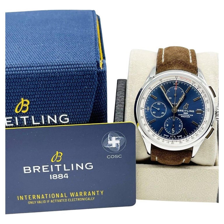 Breitling A13315 Premier Chronograph 42 Blue Dial Stainless Steel Box ...