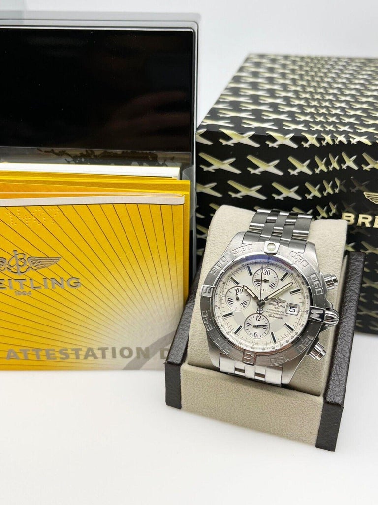 Breitling A13364 Galactic Chronograph II Silver Dial Steel Box Paper ...