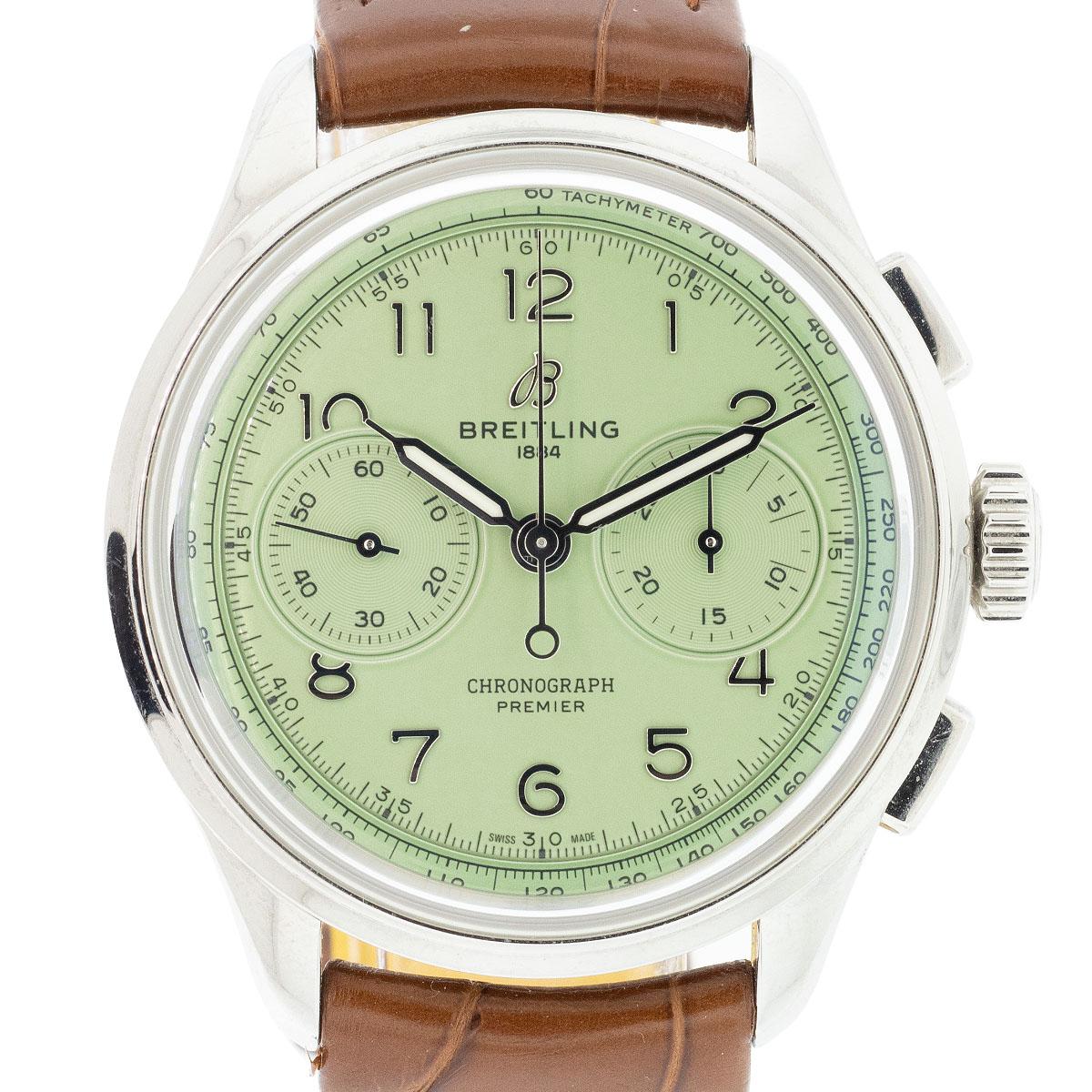 Breitling AB0930 Chronograph Stainless Steel Mint Colored Dial Watch ...