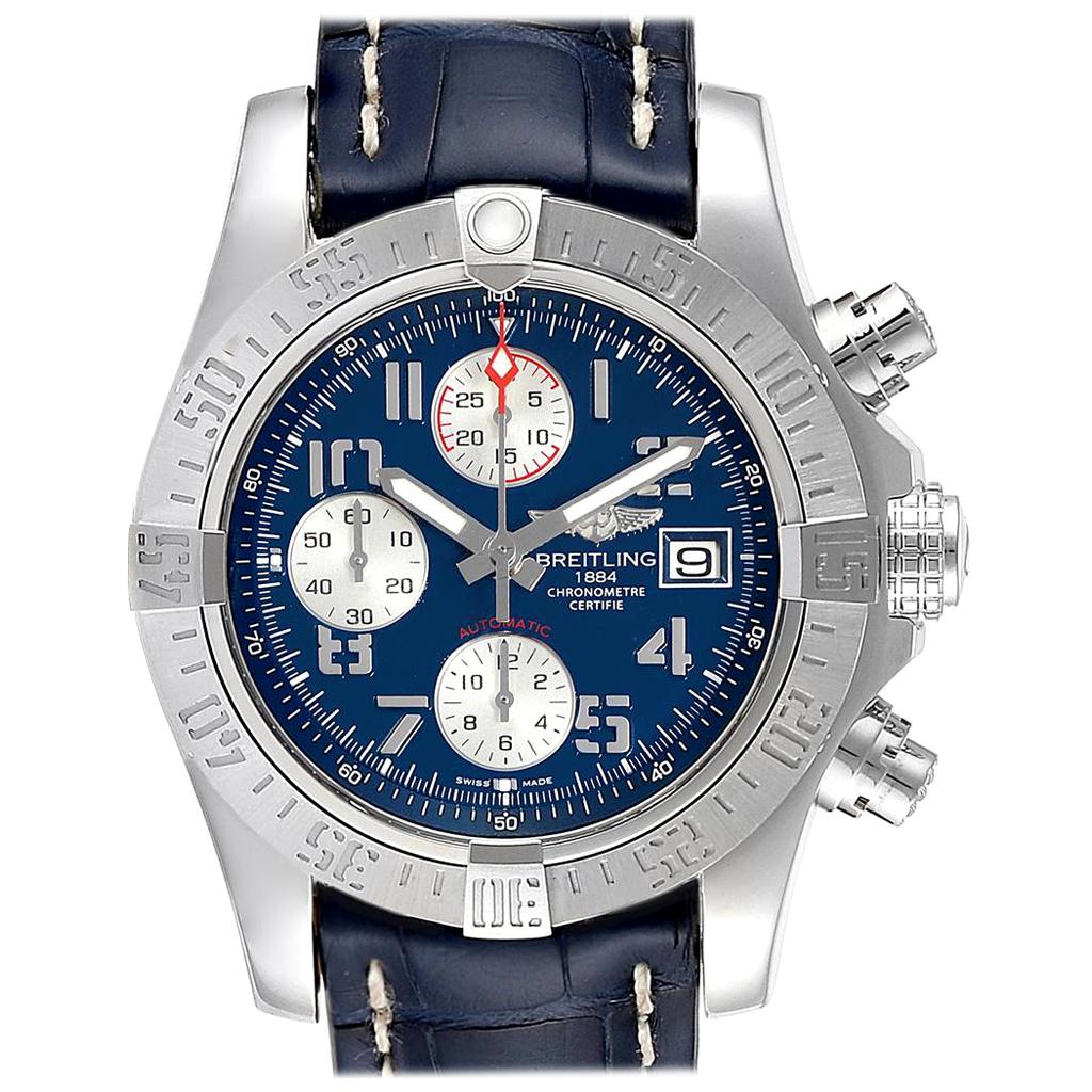 Breitling Aeromarine Avenger II Blue Dial Strap Men's Watch A13381 For ...
